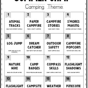 13 Summer Camp Theme Ideas List for Kids + Blank Template Camping Theme ...