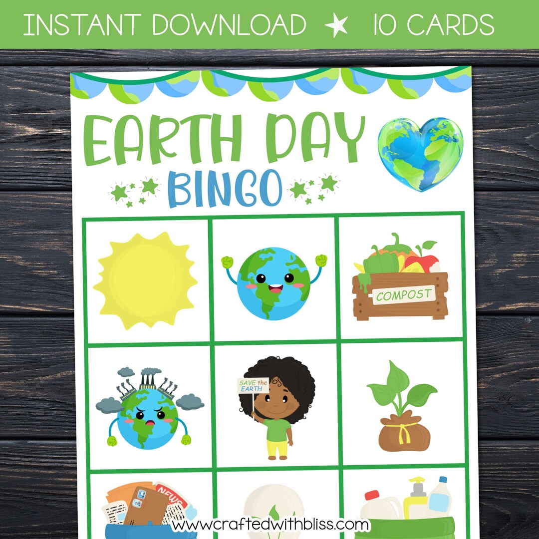 10 Earth Day BINGO for Preschool-kindergarten, Earth Day Games and ...