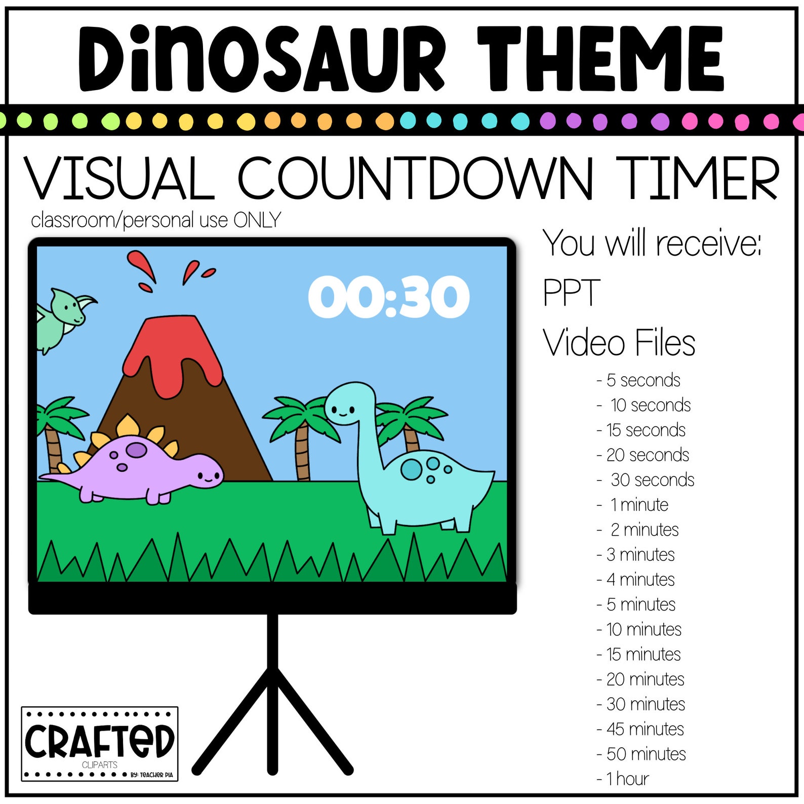 Dinosaur Visual Timer Countdown Classroom Management Tool Transition ...