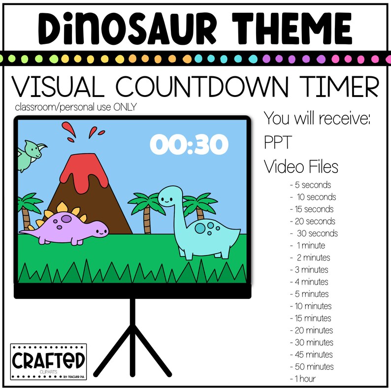Dinosaur Visual Timer Countdown Classroom Management Tool Transition ...
