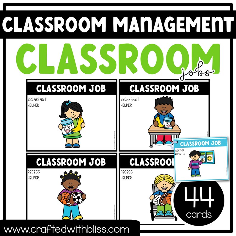 Classroom Jobs Visual Cards | Classroom Management Tool Back to School ...