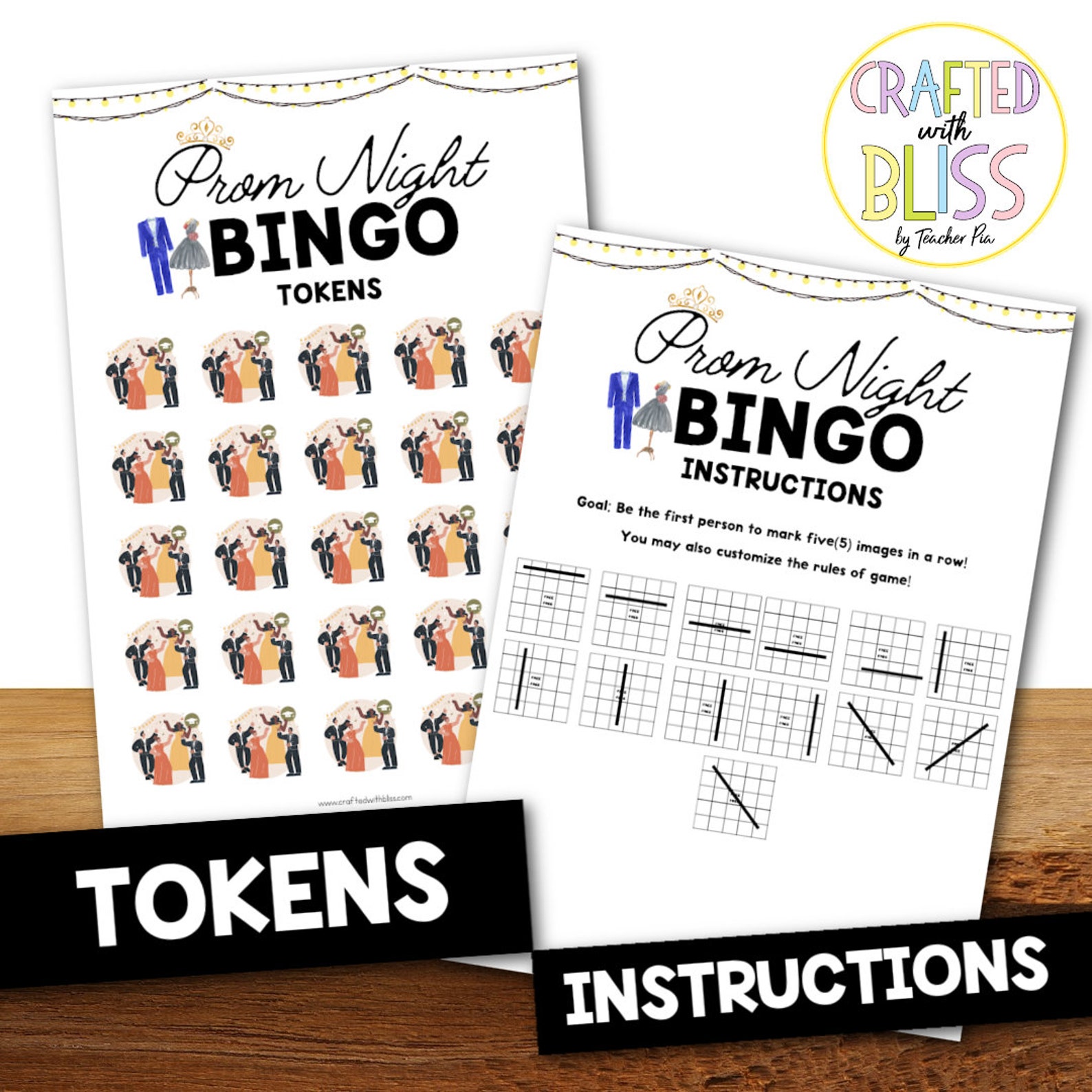 50 Prom Night Bingo Cards Classroom Game, Bingo Game, Party Game, Work ...