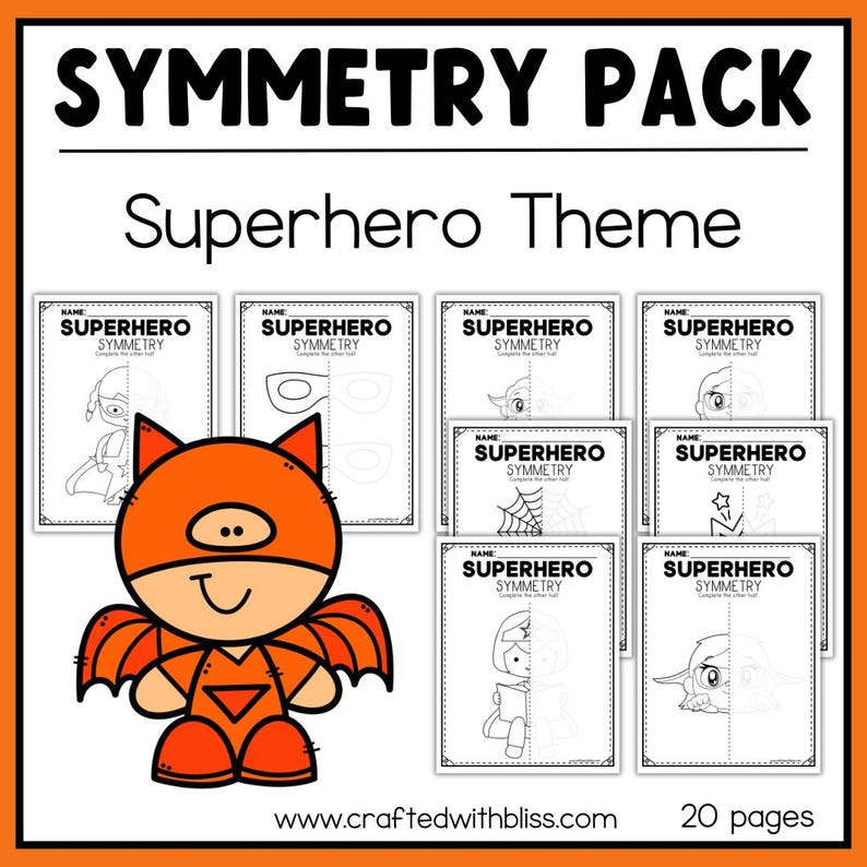 Superhero Theme Symmetry Printable for Early Finishers Math Drawing ...
