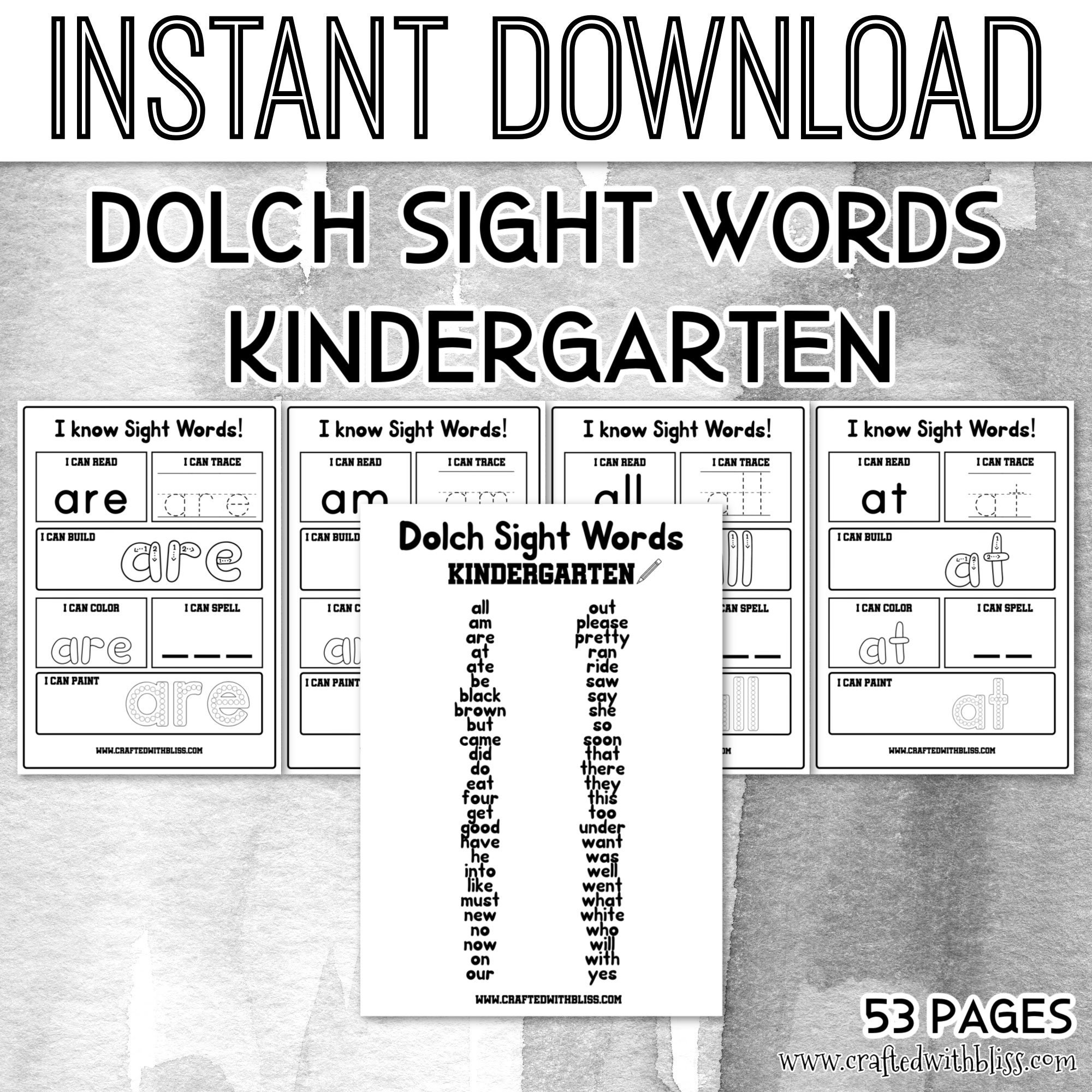 53 Pages Dolch Sight Words Kindergarten, Sight Word Activities, Sight ...