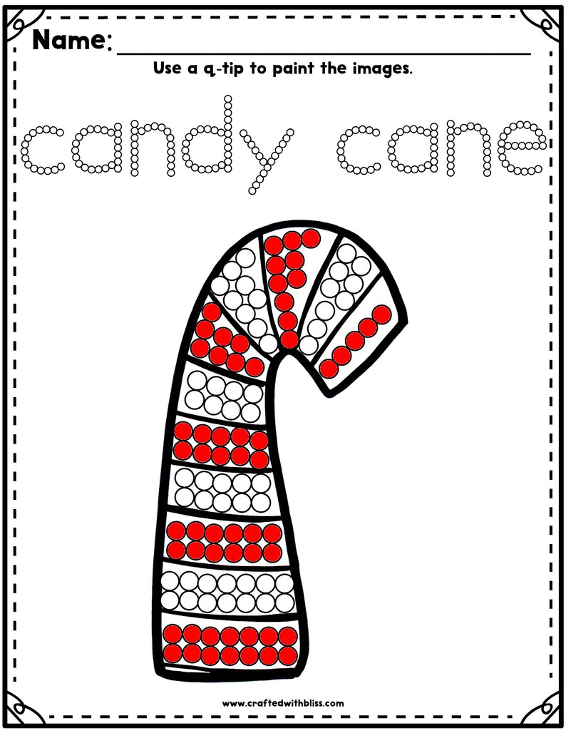 Q-tip Painting Christmas Fine Motor Activity Christmas Craft Dot ...