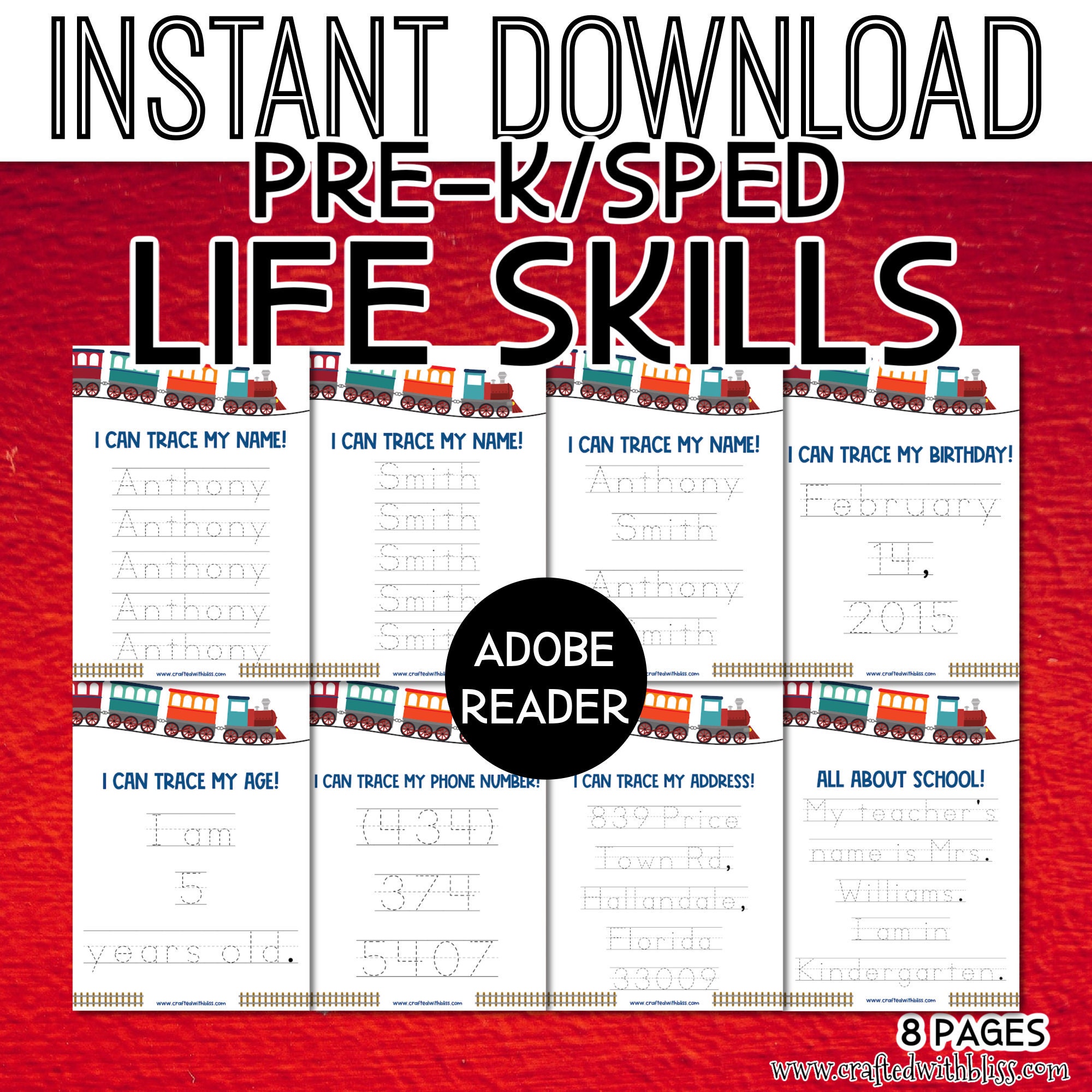 EDITABLE Kids Life Skills Tracing Printable, Custom Name Age Address ...