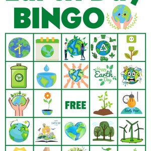 Earth Day Bingo for Kids, Earth Day Bingo Birthday Party, Classroom ...