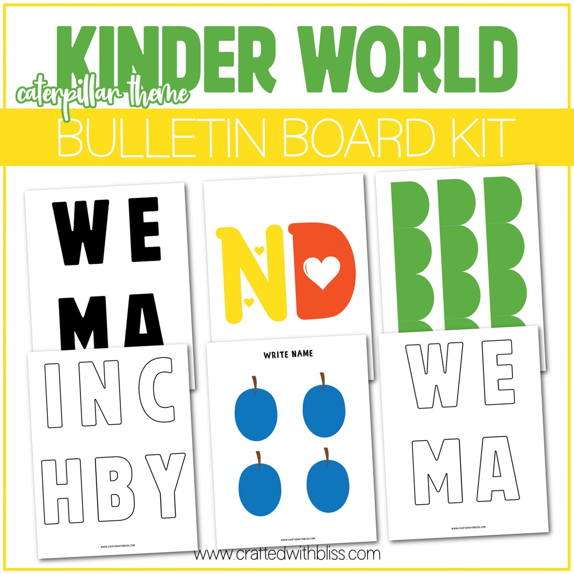 Kinder World Caterpillar Theme Bulletin Board Kit Door Classroom Decor ...
