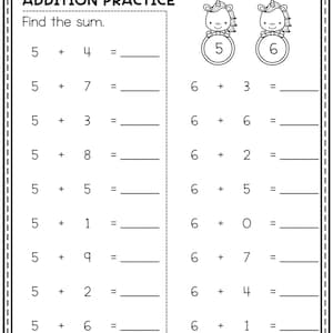Math Addition Facts K-1 Practice Pages | Homework | Morning Work | Math ...