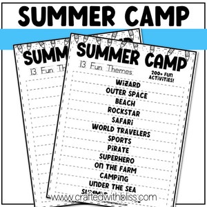 13 Summer Camp Theme Ideas List for Kids + Blank Template Camping Theme ...