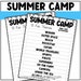 13 Summer Camp Theme Ideas List for Kids Blank Template - Etsy