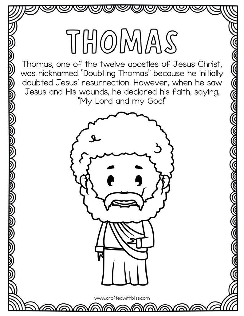 12 Apostles of Jesus Coloring Pages Printable Catholic Bible Christian ...