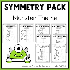 Cute Monster Theme Symmetry Printable for Early Finishers Halloween ...