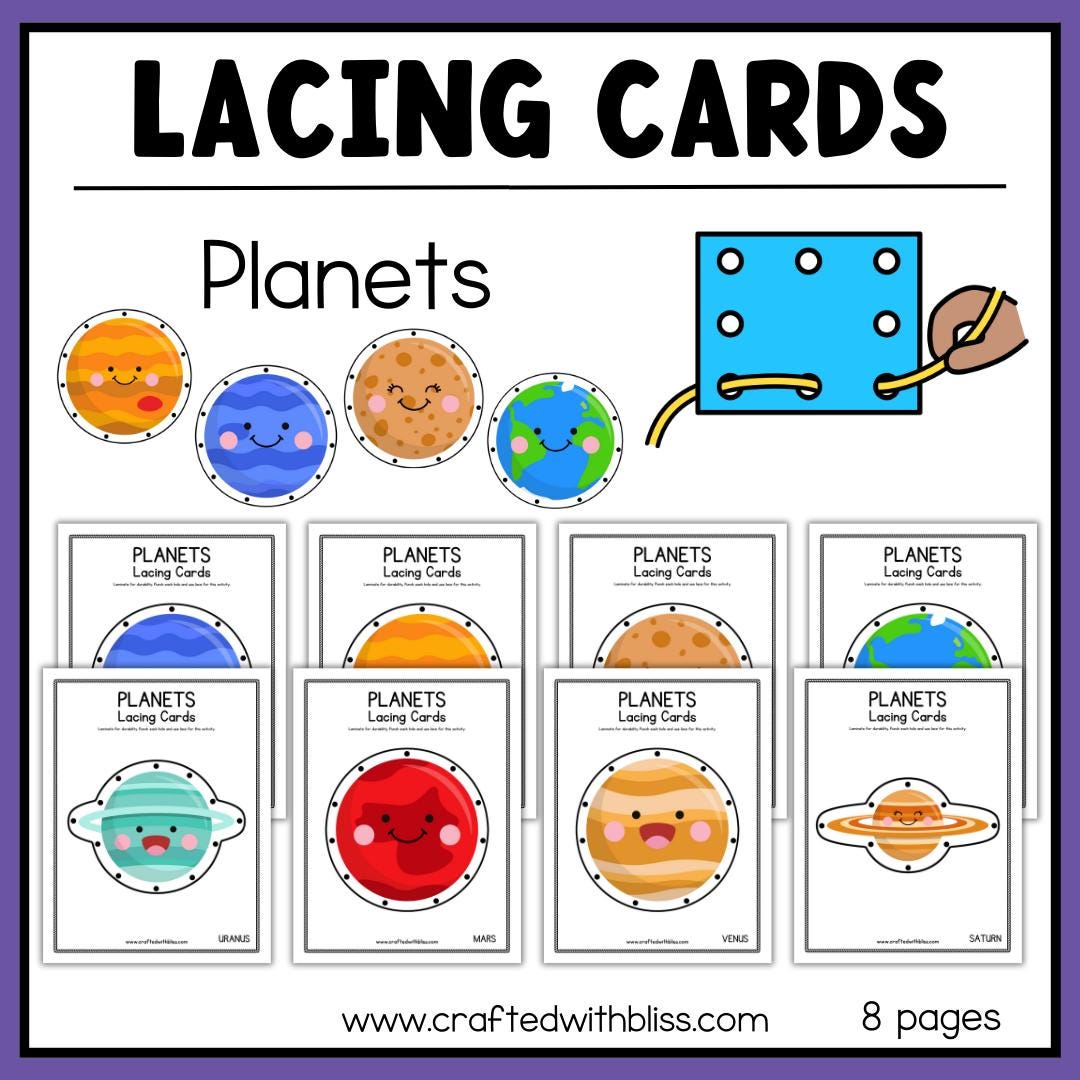 Planets Lacing Cards - Etsy