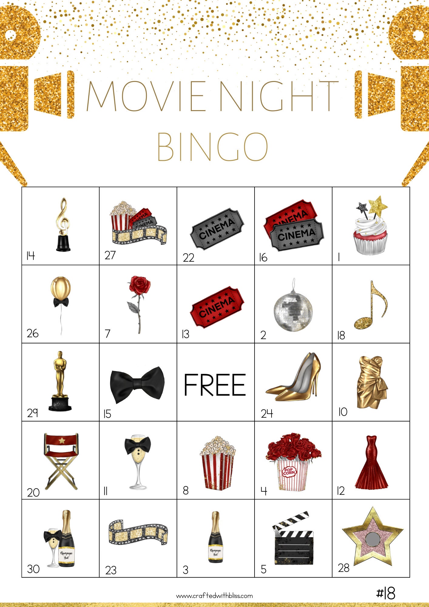 50 Movie Night Bingo Cards 5x5 Movie Night Theme Movie - Etsy