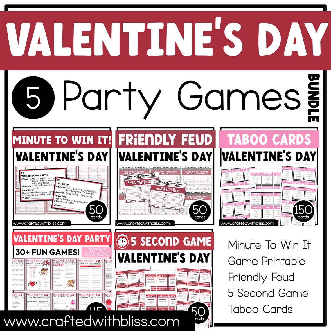 Valentine's Day Party Game Printable Bundle February - Etsy