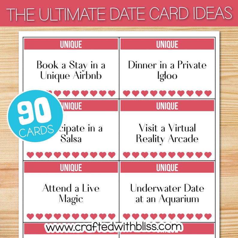 The Ultimate Date Card Ideas for Couples 90 Date Ideas Instant Download ...
