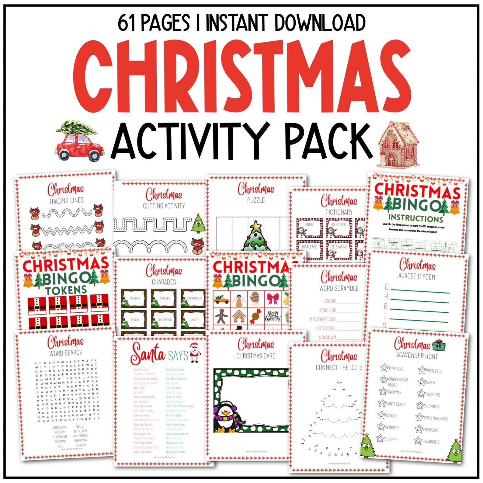 Christmas Party Games BIG BUNDLE, Christmas Games Kids, Christmas ...