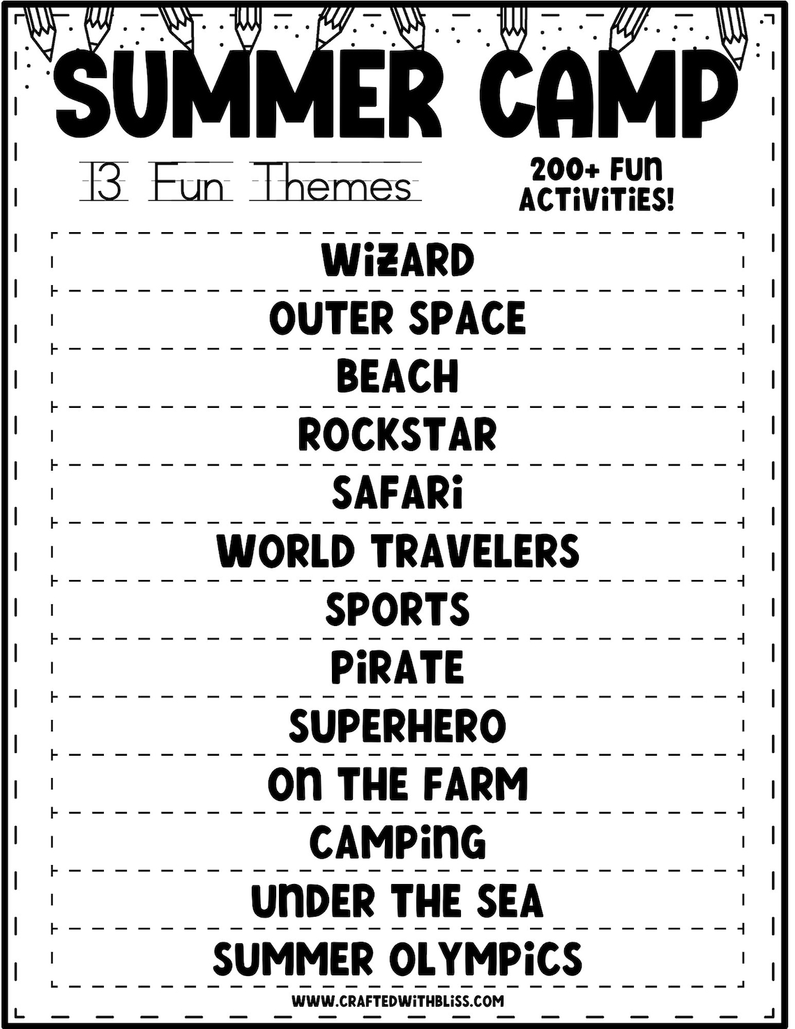 13 Summer Camp Theme Ideas List for Kids + Blank Template Camping Theme ...