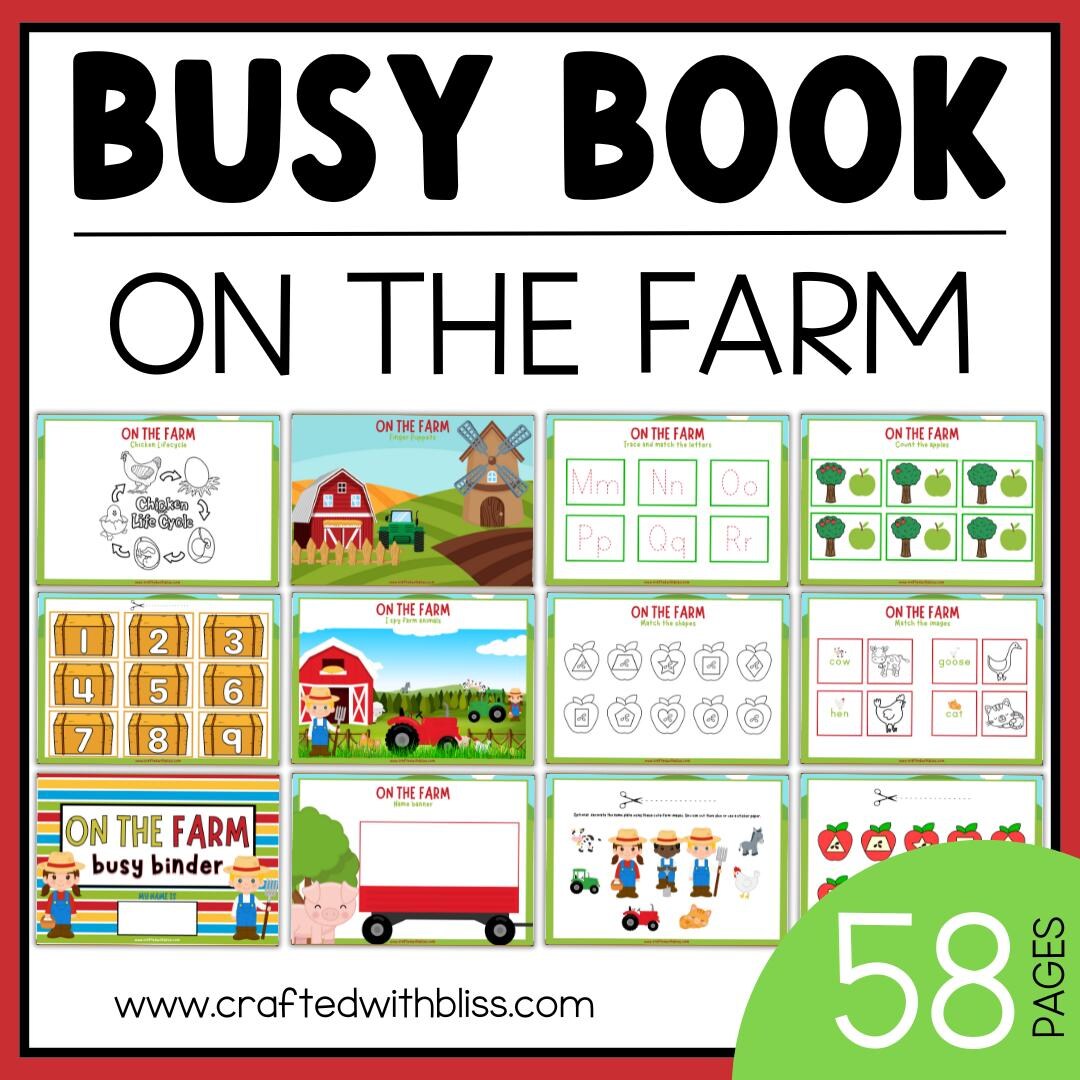 Farm Busy Book Printable | 58 Pages Toddler Activities | on the Farm ...