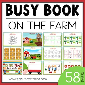Farm Busy Book Printable | 58 Pages Toddler Activities | on the Farm ...