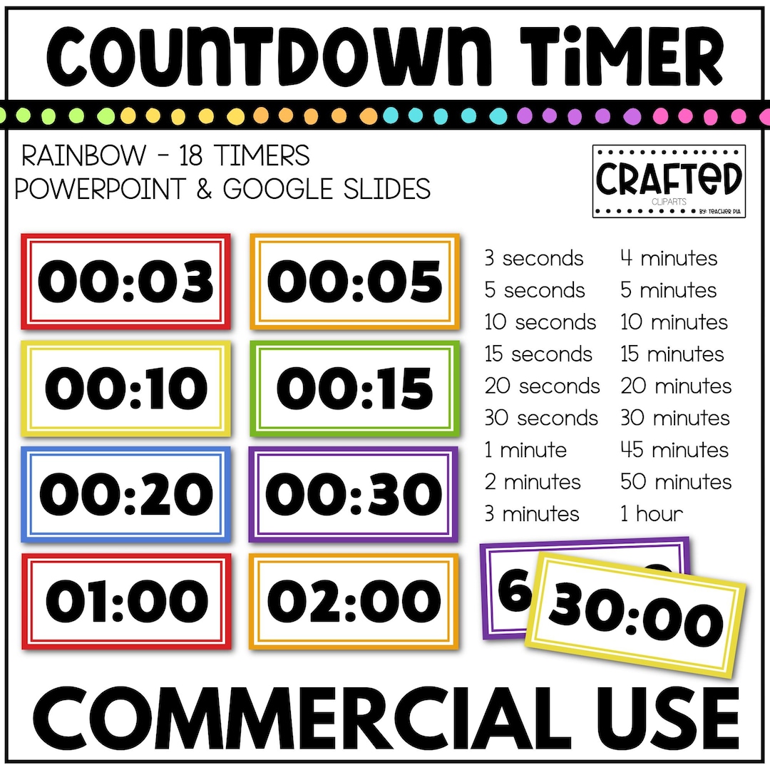 Simple Rainbow Countdown Timer Classroom Management Tool Commercial Use ...