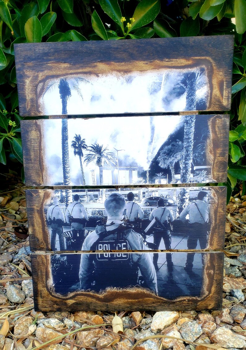 Wood Picture; Police Appreciation Gift; Dad Day Gift; Garage Gift; Man ...