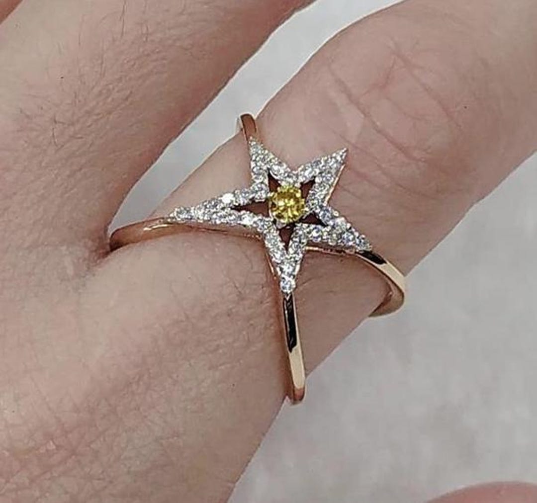 Two Tone Ring, Criss Cross Wedding Ring, Star Shape Diamond Ring ...