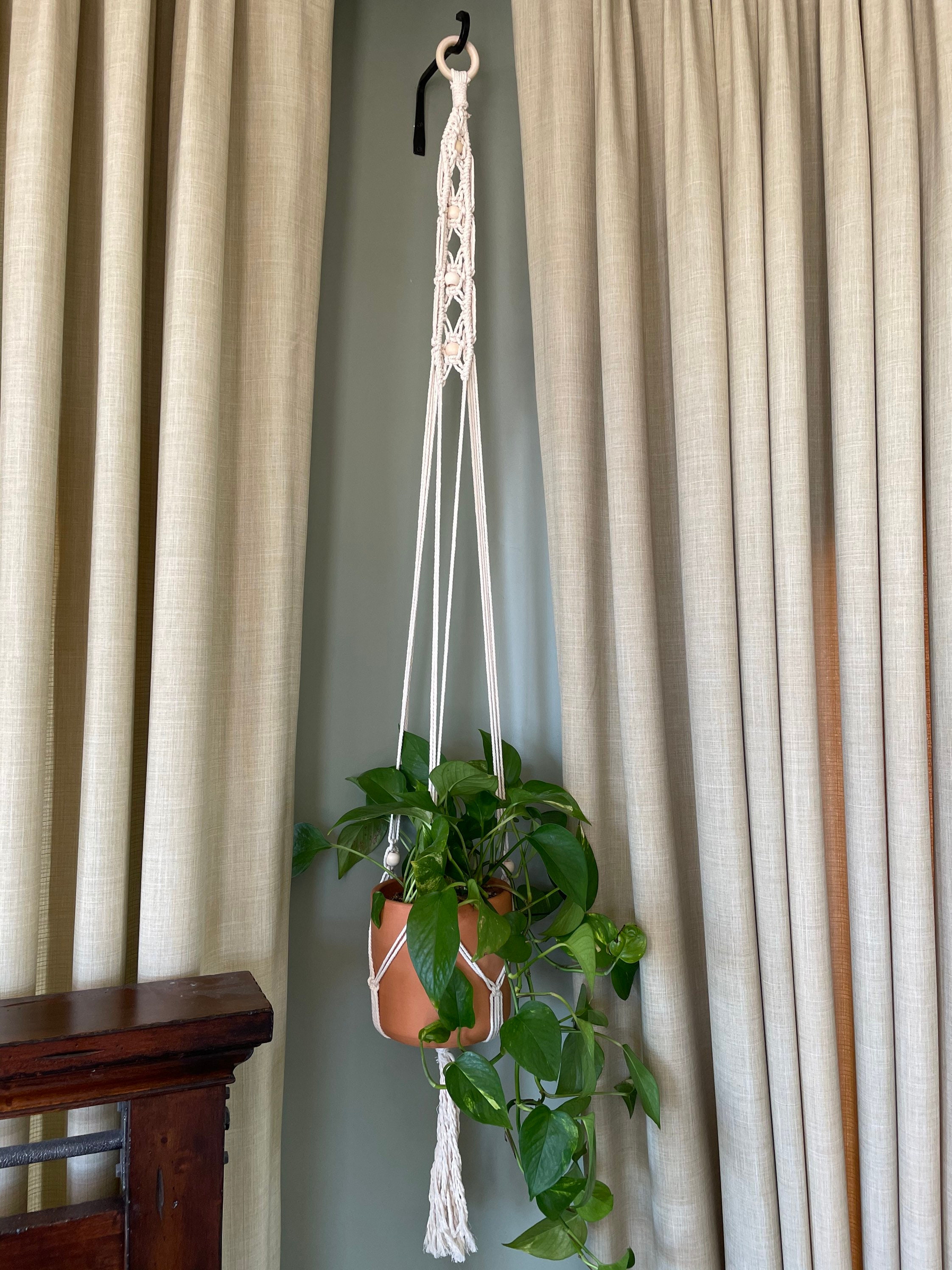 Macramé Ceiling Plant Hanger Long Etsy