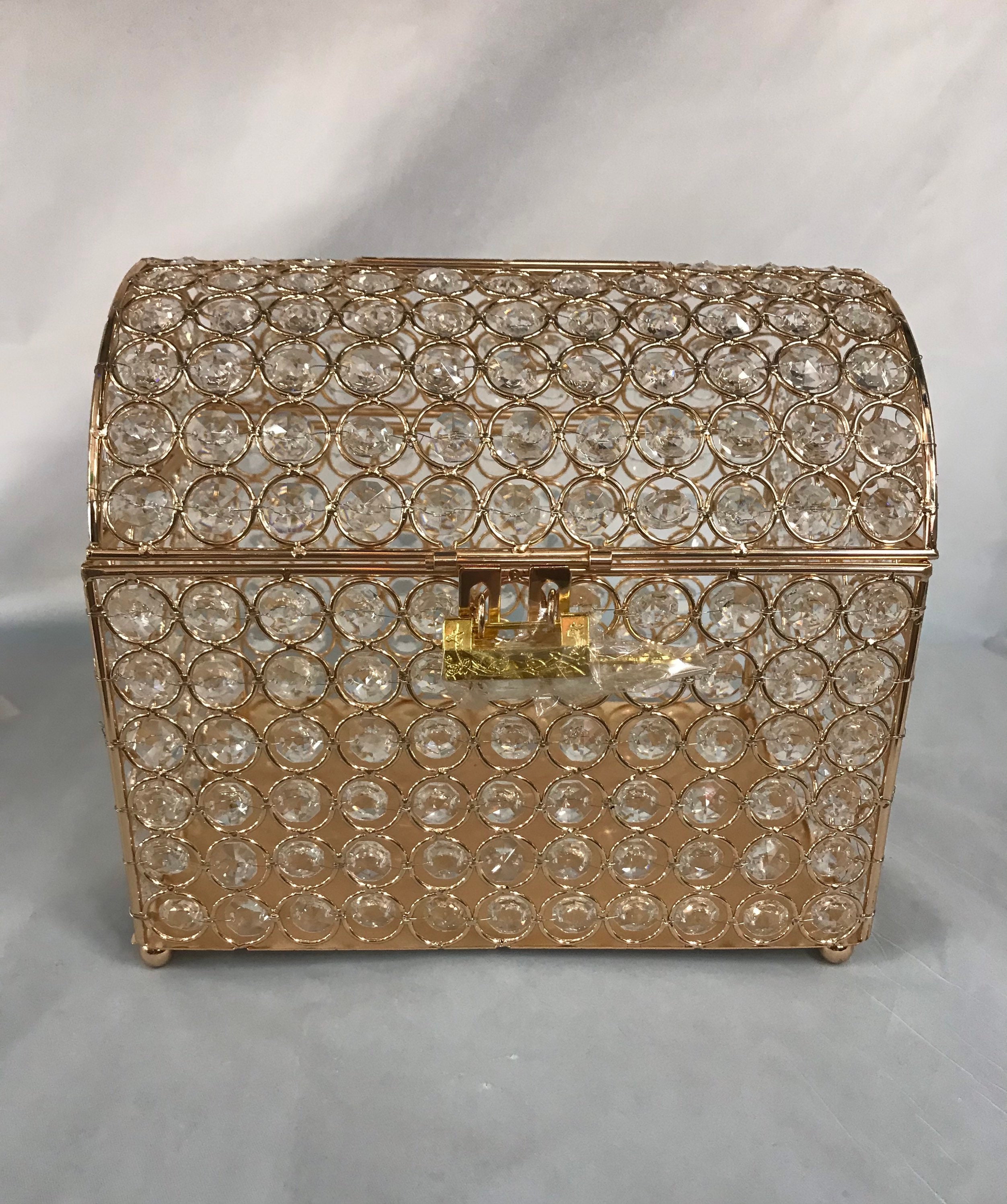 Gold Crystal Money Card Gift Bank Box Wedding Quinceañera | Etsy