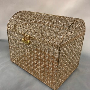 Gold Crystal Money Card Gift Bank Box, Wedding Quinceañera Treasure ...