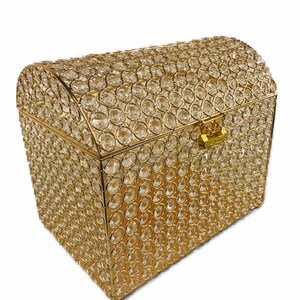 Gold Crystal Money Card Gift Bank Box, Wedding Quinceañera Treasure ...