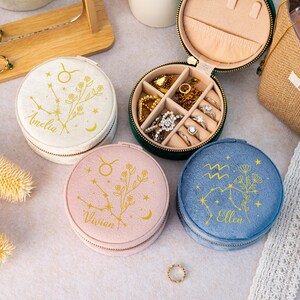 Personalized Constellation Jewelry Box,zodiac Sign Velvet Jewelry Case ...