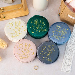 Personalized Constellation Jewelry Box,zodiac Sign Velvet Jewelry Case ...