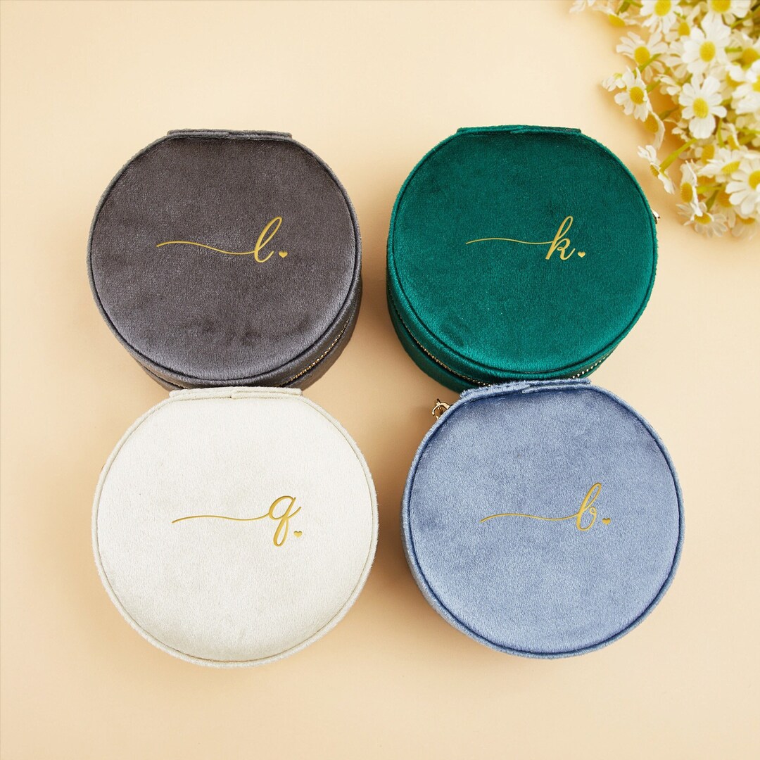Personalized Initial Velvet Jewellery Box,velvet Travel Jewellery Case ...
