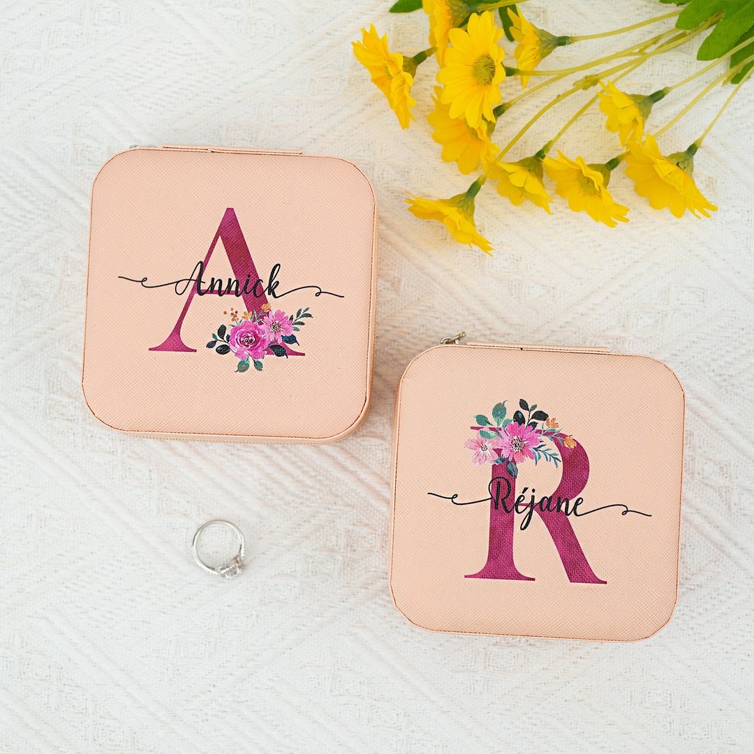 Personalized Jewelry Box, Custom Flower Name Jewellery Box, Initial ...