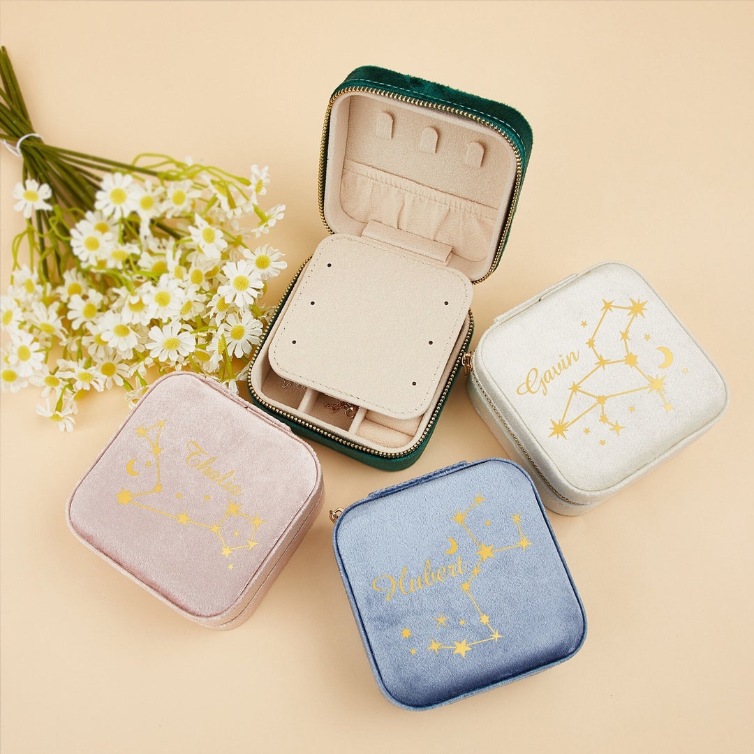 Personalized Zodiac Sign Jewellery Box, Star Sign Jewellery Case ...