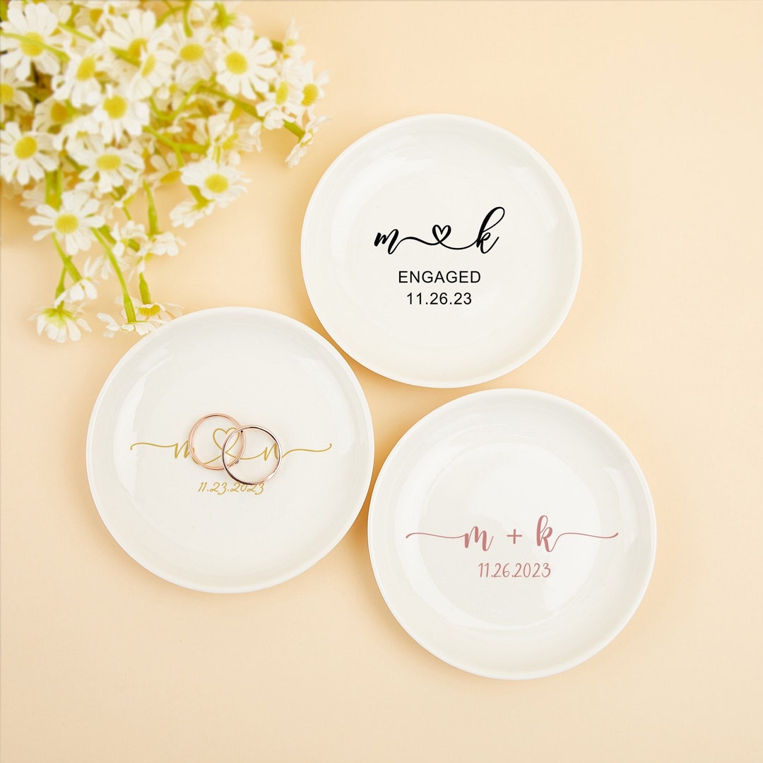 Custom Initial and Date Ring Dish,minimalist Jewelry Dish,wedding ...