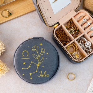 Personalized Constellation Jewelry Box,zodiac Sign Velvet Jewelry Case ...