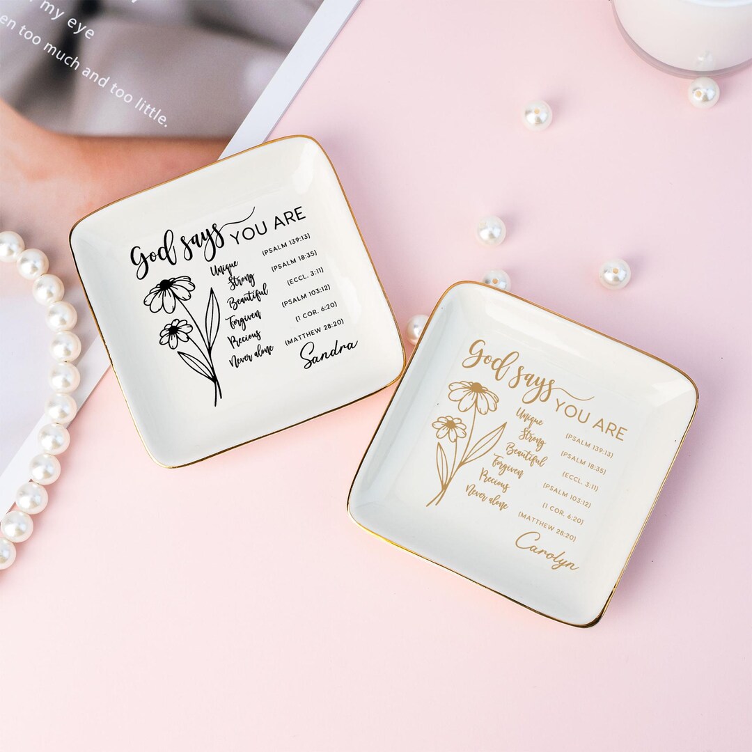 Personalized Bible Verse Jewelry Dish,god Says You Are Ring Dish ...