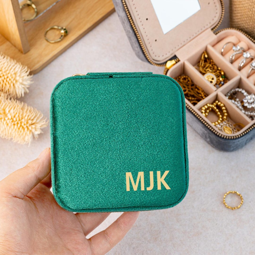 Personalized Velvet Jewelry Box: Custom Name Travel Case - Etsy