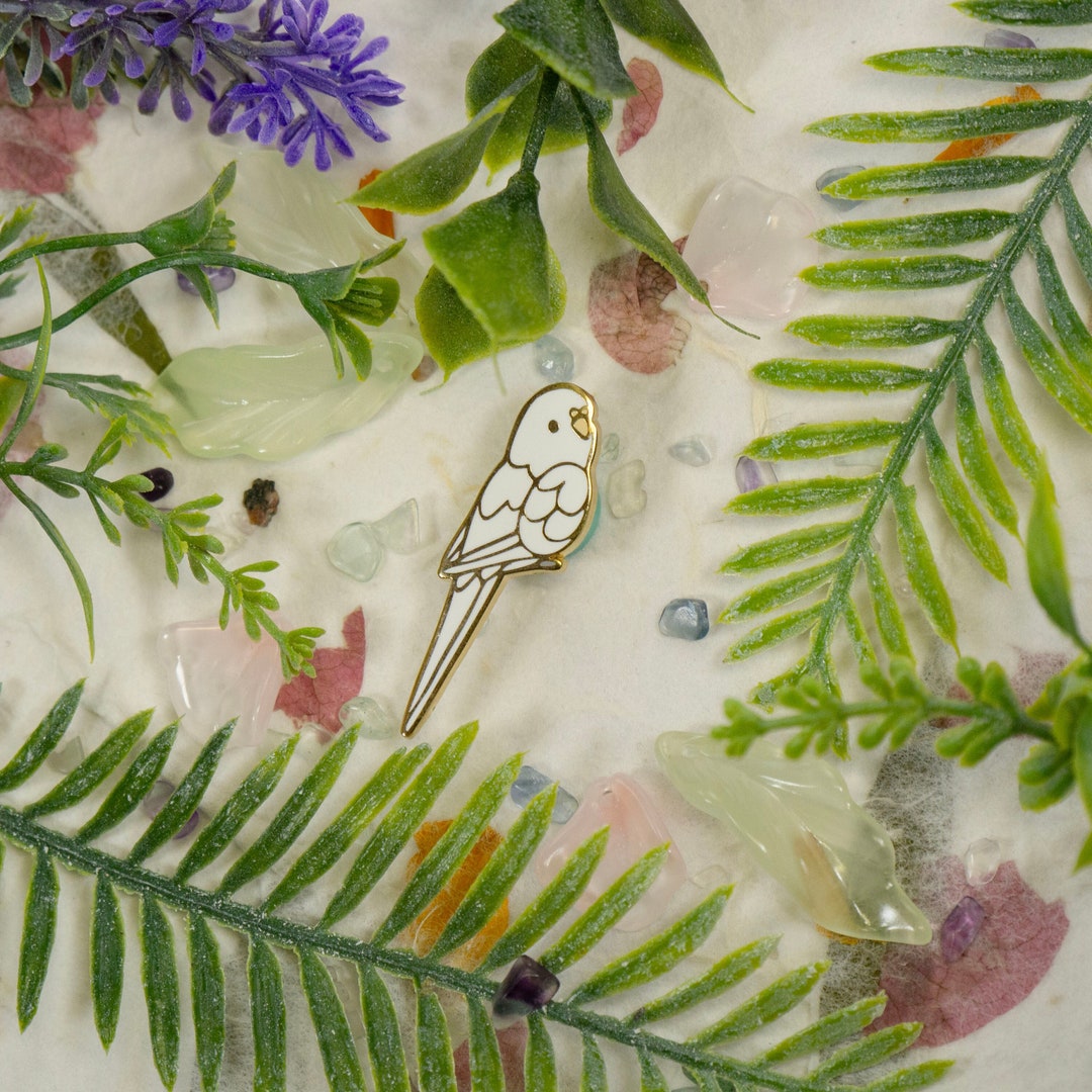 White Budgie Parakeet Hard Enamel Pin, Ino Budgerigar, Grass Parakeet ...
