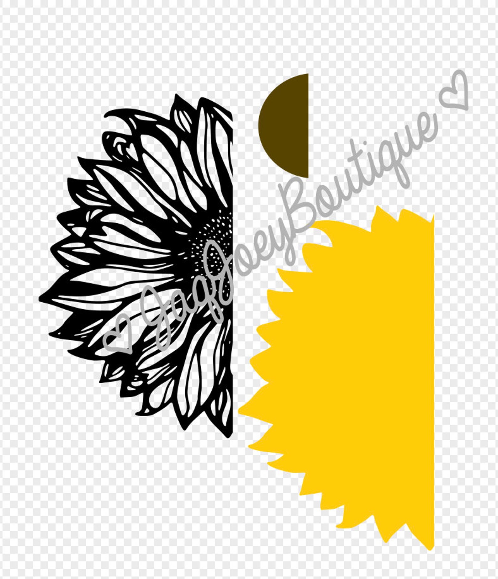 Sunflower SVG File in 3 Layers; Whole Sunflower and Half Sunflower - Etsy