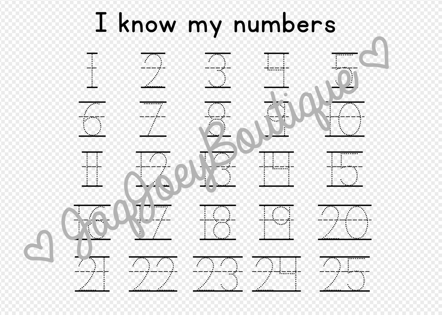 Numbers 1-25 Tracing Placemat/cutting Board SVG - Etsy