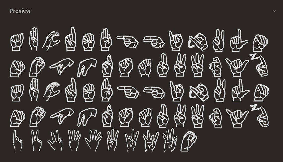 American Sign Language Manual Alphabet Font .ttf - Etsy