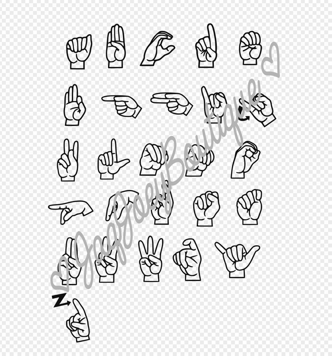 ASL Alphabet SVG; ABC Individual Letters - Etsy