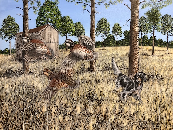 Art Print Quail Hunting Artwork Dog Wall Art Field - Etsy
