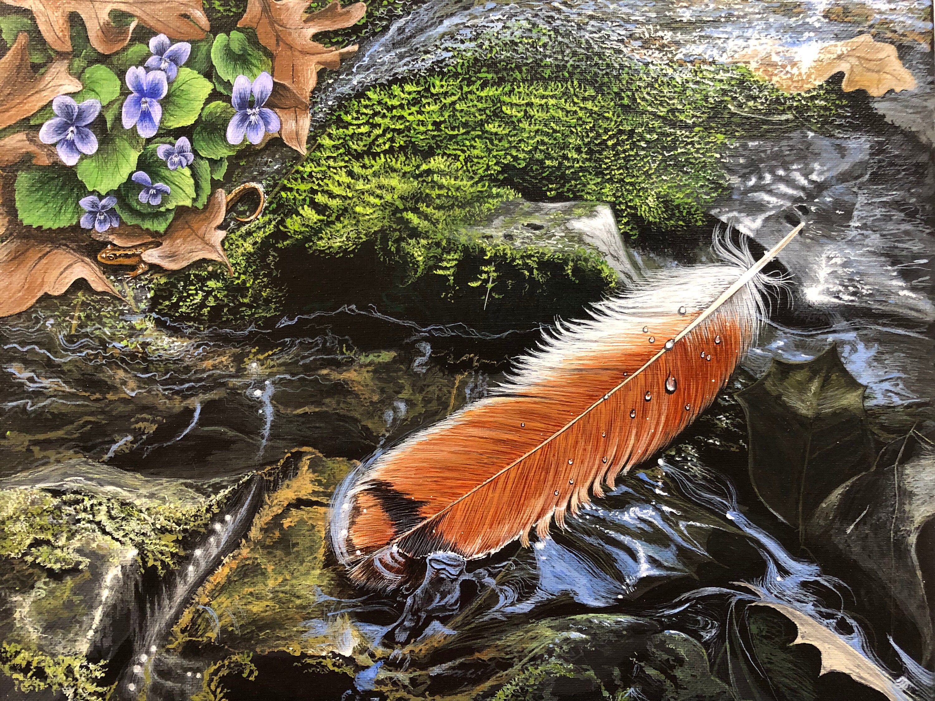 Spring, Nature, Red Tailed Hawk, Feather, Flowers, Giclee Print, - Etsy