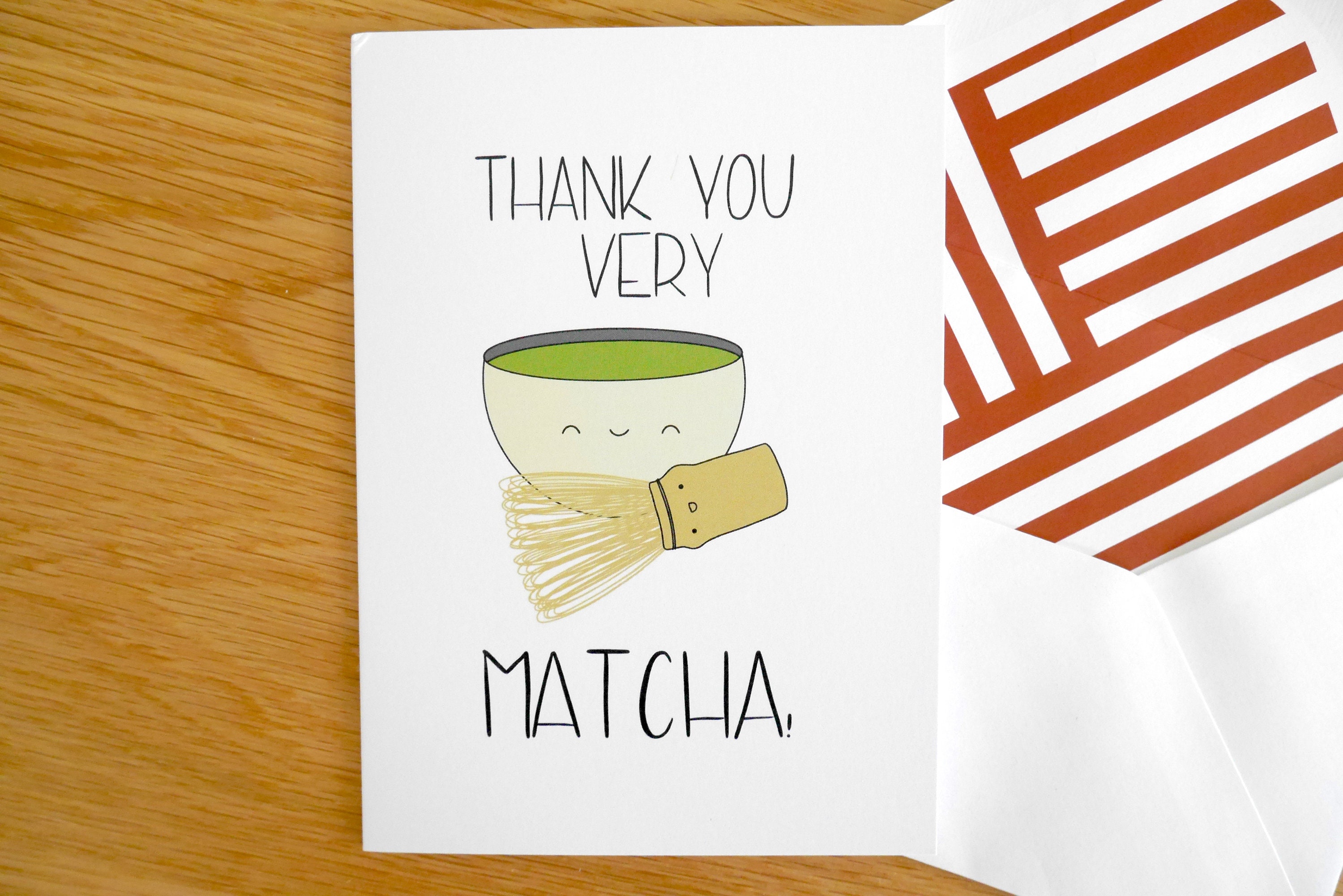 Thank You Greeting Card 4x6 "thank You Very Matcha"- Blank Inside ...