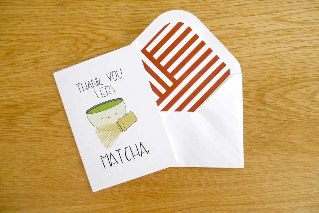 Thank You Greeting Card 4x6 "thank You Very Matcha"- Blank Inside ...